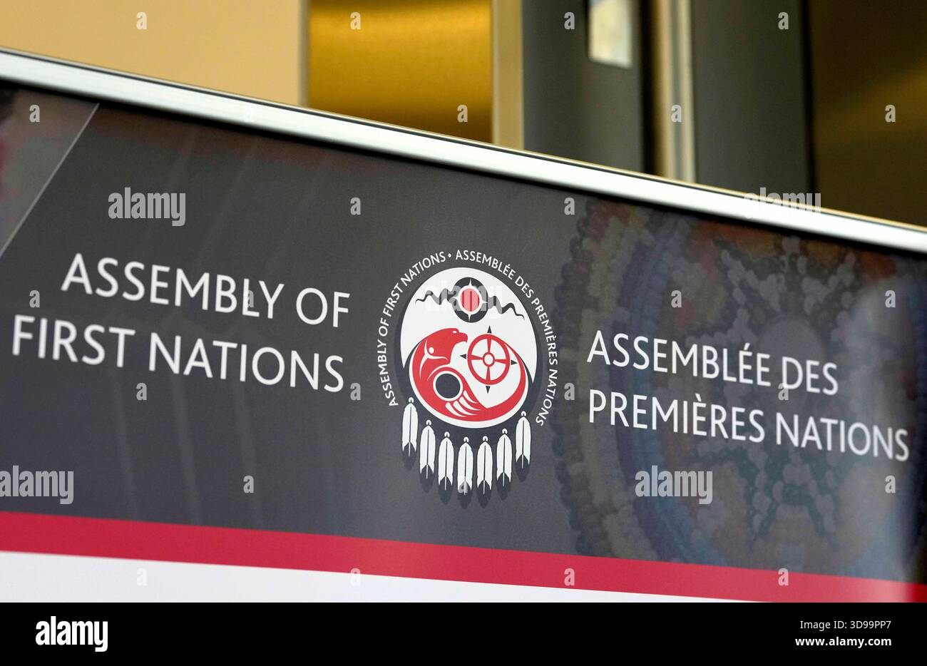 The logo of the Assembly of First Nations (AFN) is seen at the Special ...