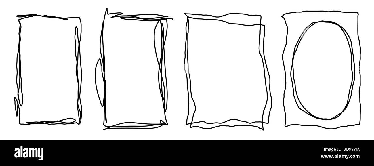 Hand drawn scribble rectangle Black and White Stock Photos & Images - Alamy