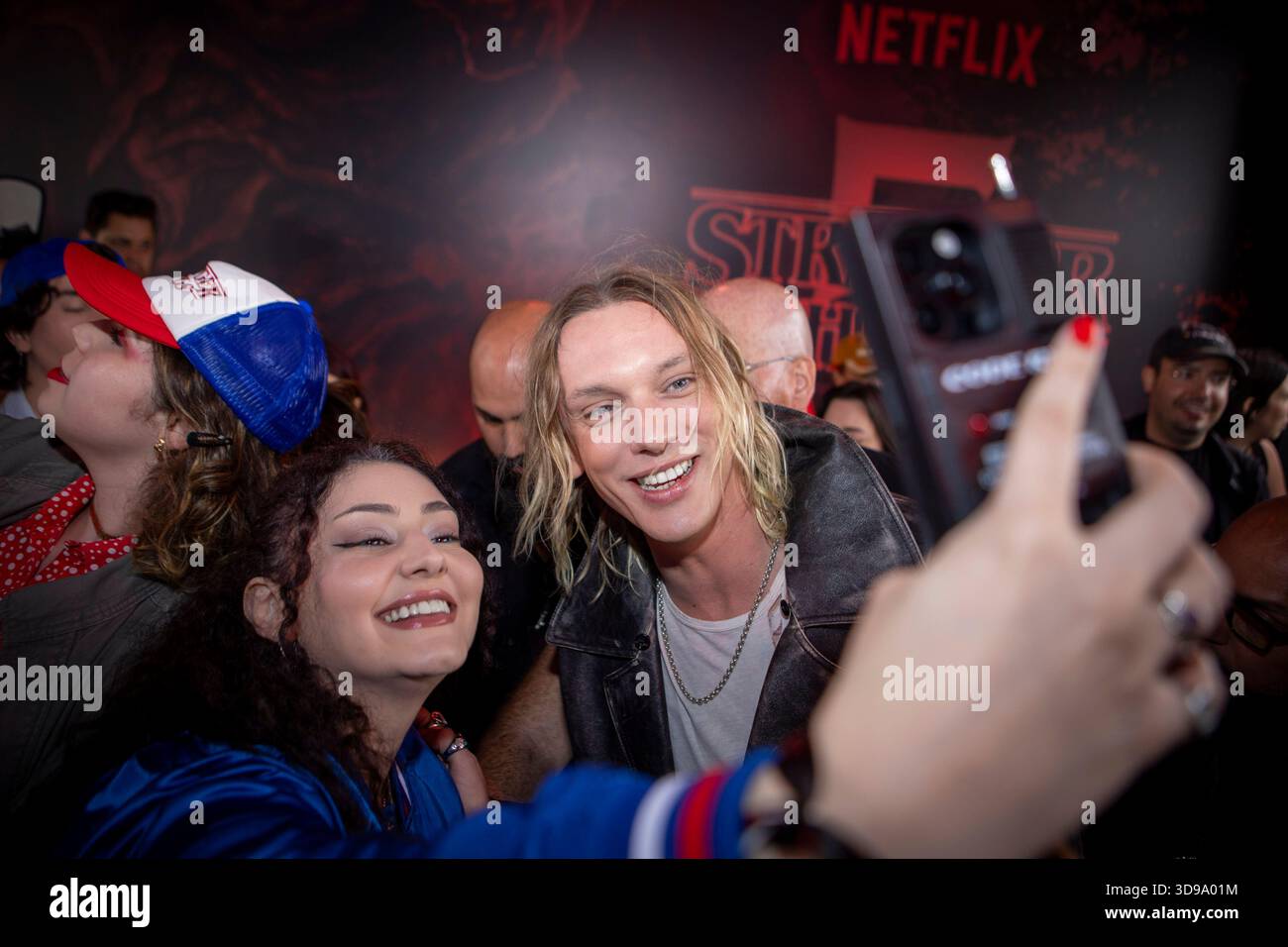 Actor Jamie Campbell Bower, who plays Vecna, greets fans during the ...