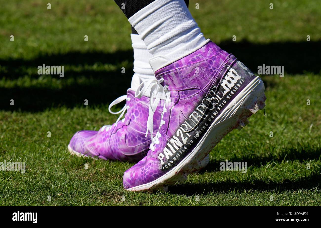 Tampa Bay Buccaneers defensive end Elijah Roberts's cleats before the ...