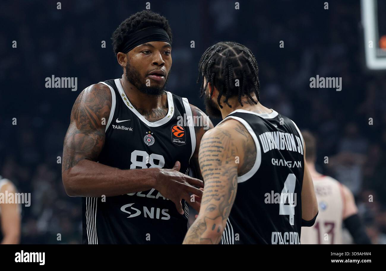 Belgrade, Serbia. 4th Dec, 2025. Partizan's Tyrique Jones and Duane ...