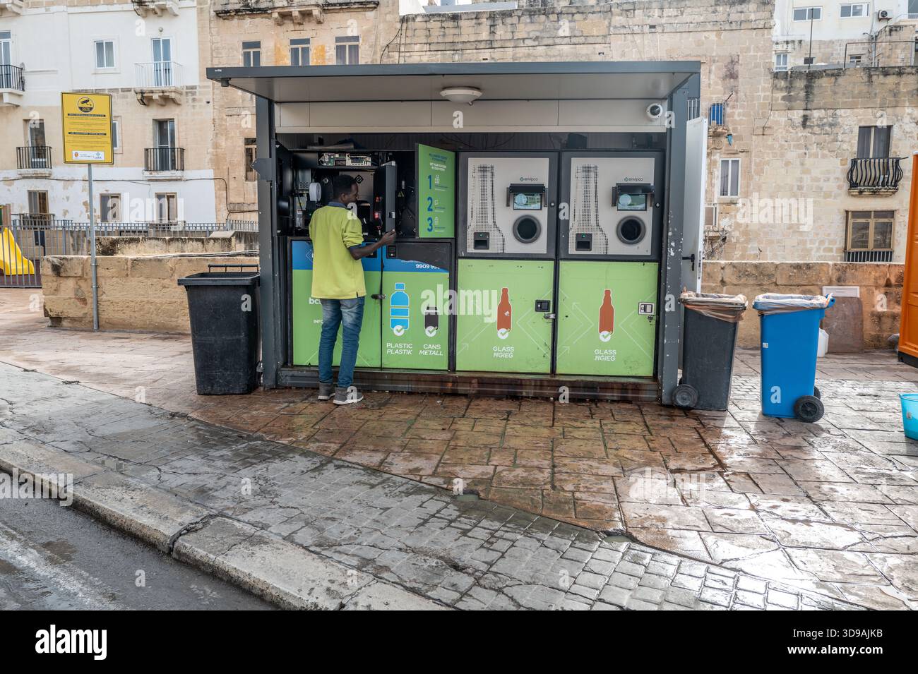 Green culture. Recycling of bottles and cans, plastic, glass or metal ...