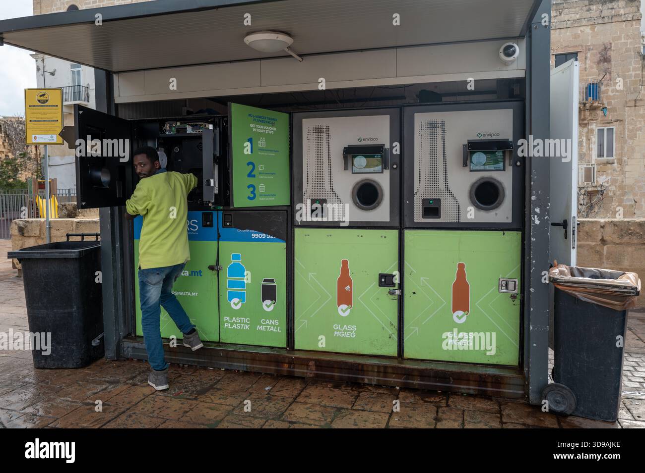 Green culture. Recycling of bottles and cans, plastic, glass or metal ...