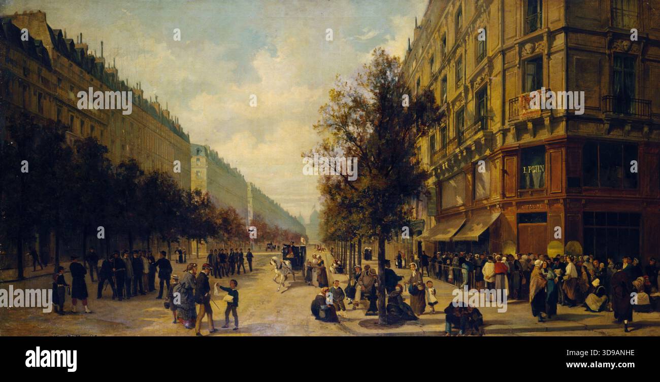 Queue outside a grocery store (corner of Rue Réaumur and Boulevard ...