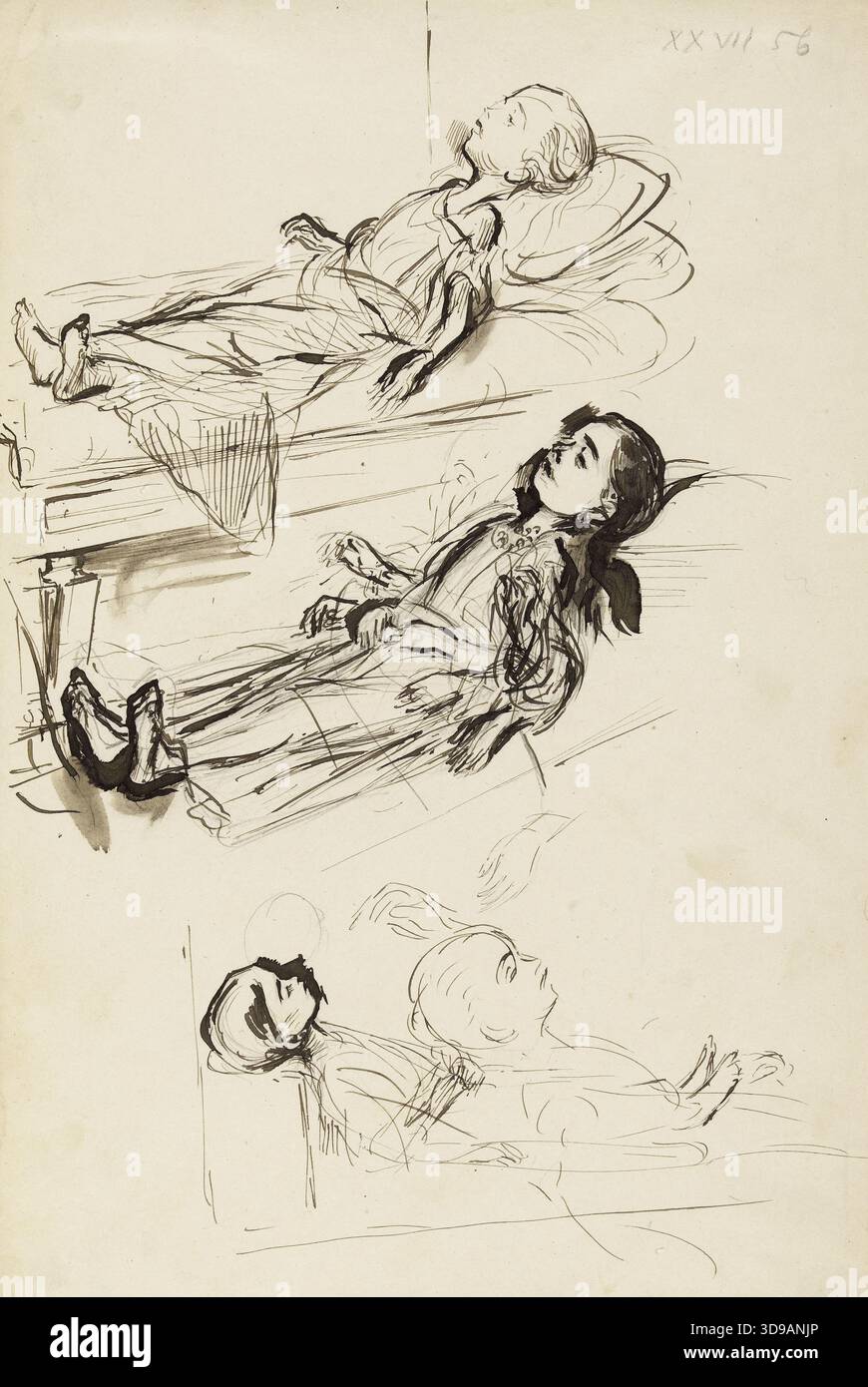 Marie, the artist's daughter, on her deathbed, Dehodencq, Alfred ...