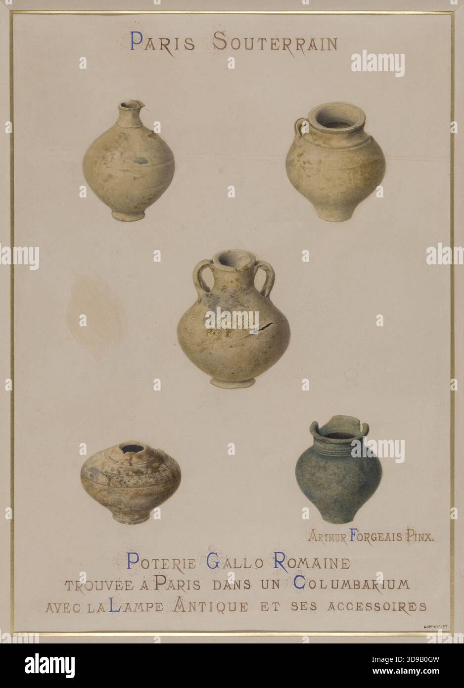 Gallo-Roman pottery found in a columbarium in Paris, by Arthur Forgeais ...