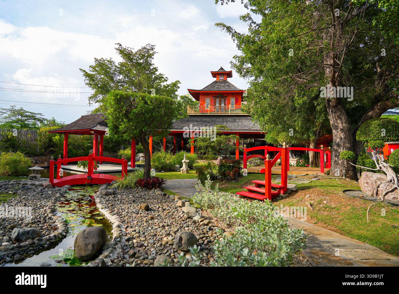 Wooden pavilion in the Japanese Garden on El Vigia Hill in Ponce ...
