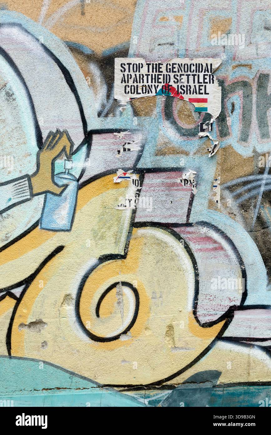 La Paz, Bolivia, 4th December 2025: Detail of a part of a poster ...