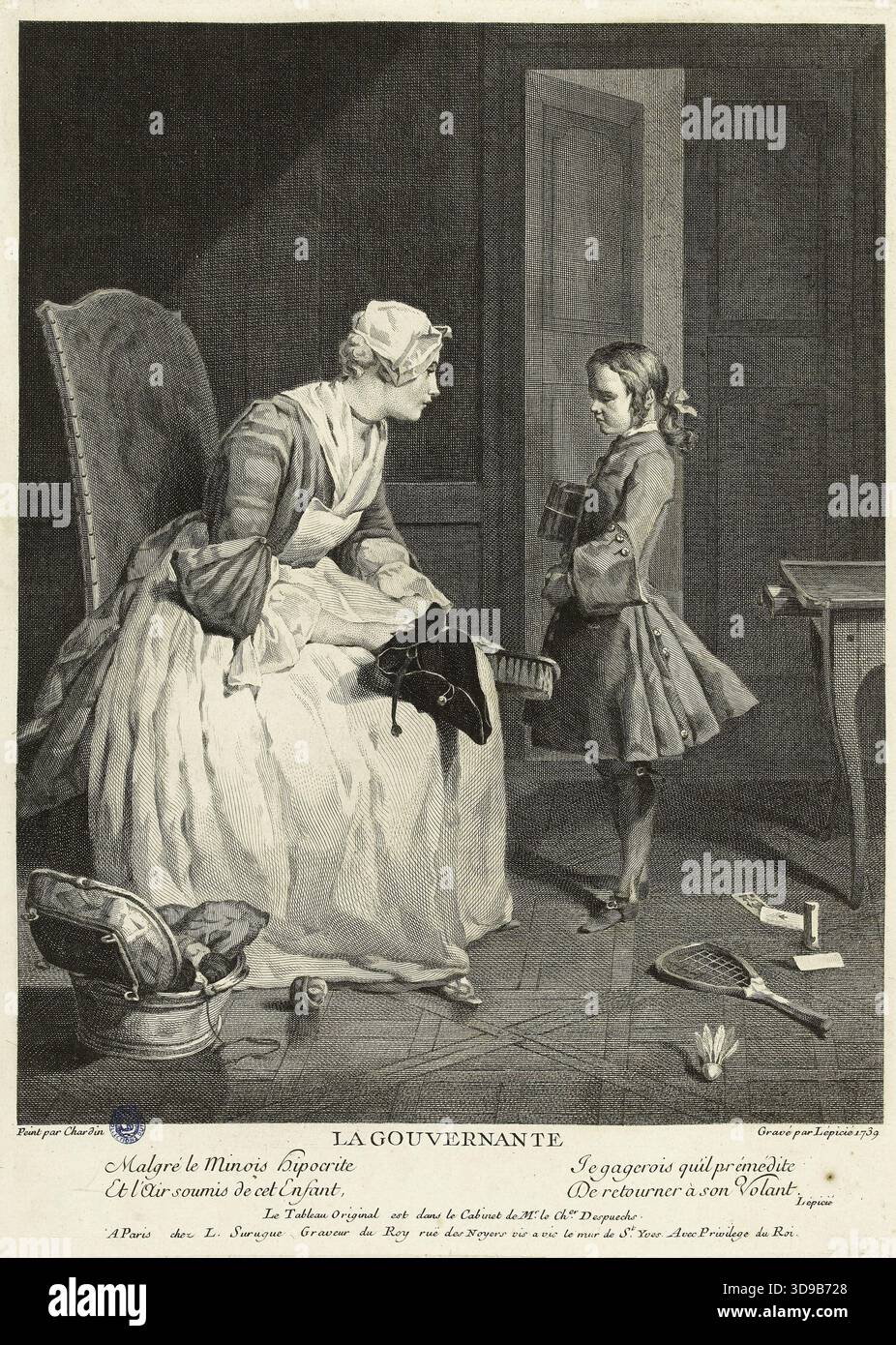 The Governess after Chardin (Bocher 24, Marianne Roland Michel IX p ...