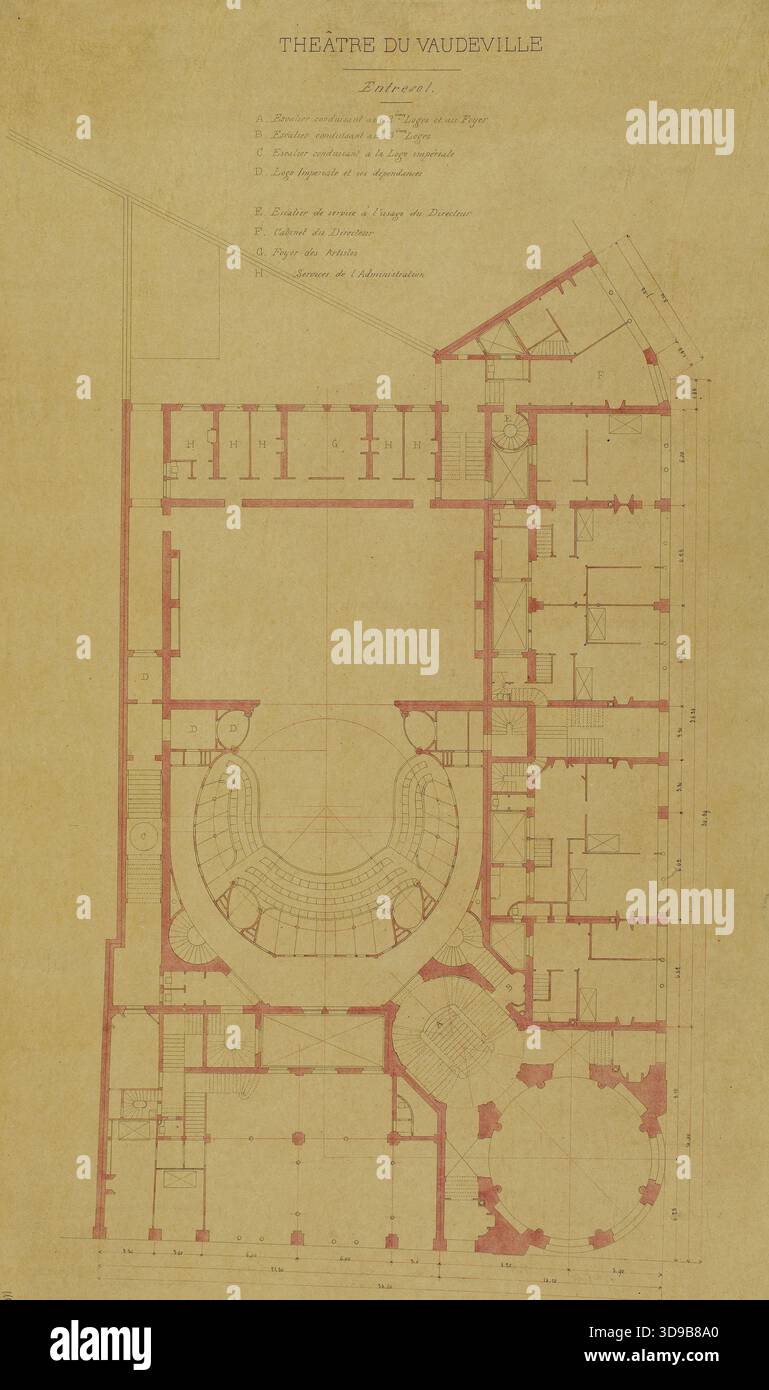 Plan of the mezzanine level of the Vaudeville Theatre, October 25, 1866 ...