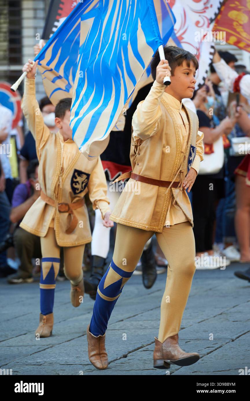The Medieval festival in the city of Pescia in Tuscany the participants ...