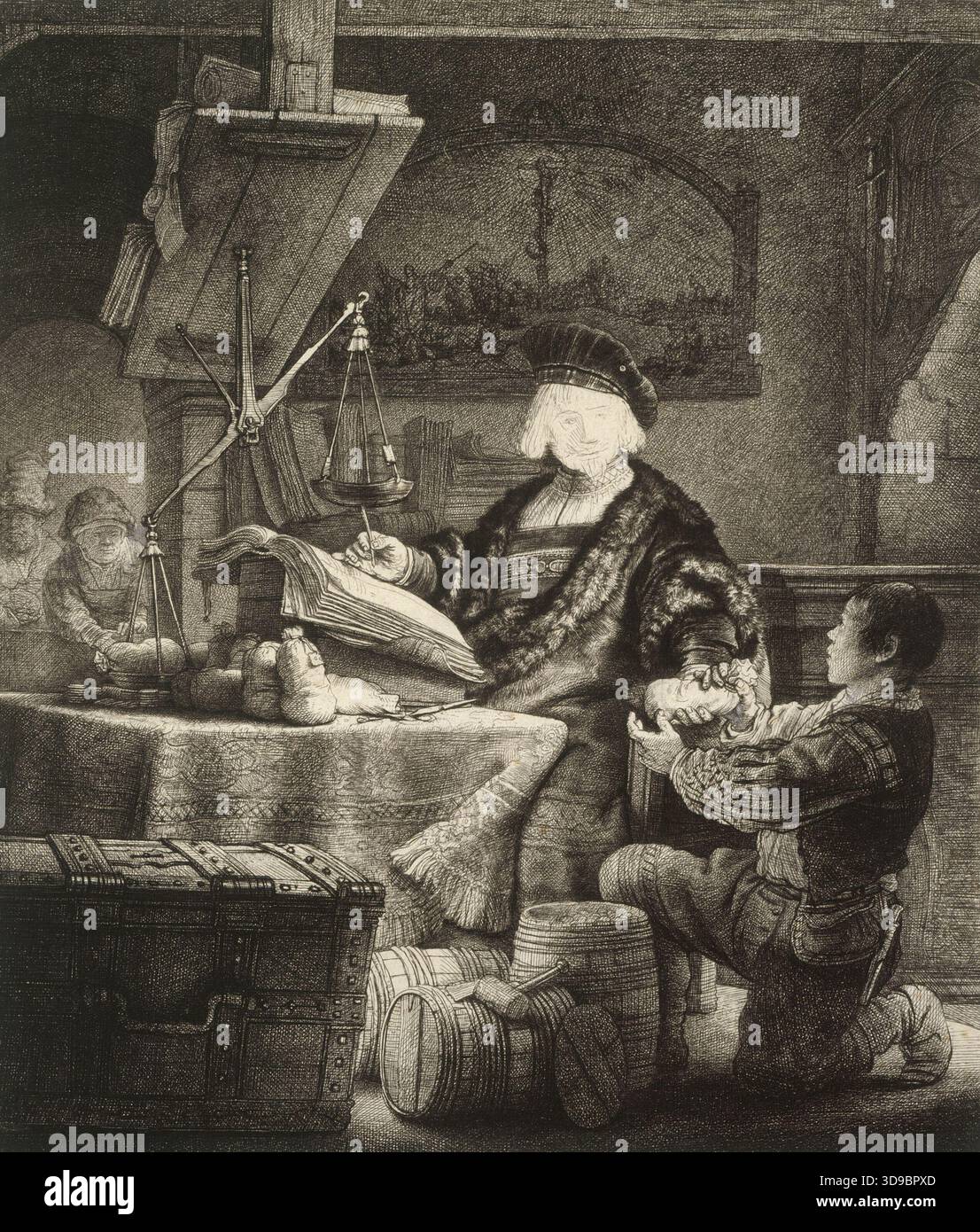Jan Uytenbogaert, known as "The Gold Weigher" (Bartsch 281), Rembrandt ...