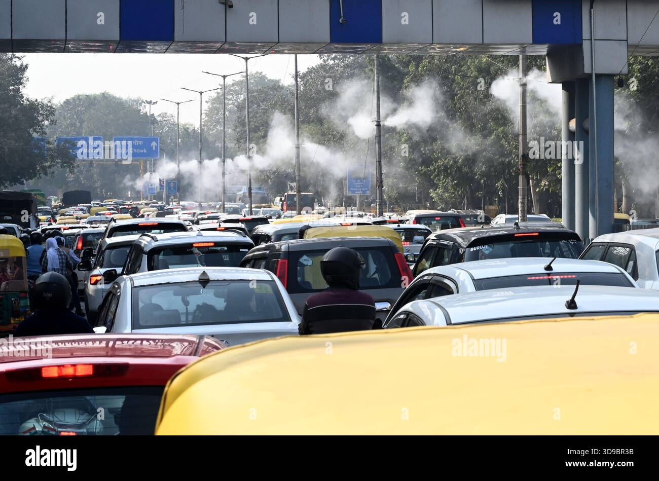 NEW DELHI, INDIA - DECEMBER 4: A view of the newly installed mist spray ...
