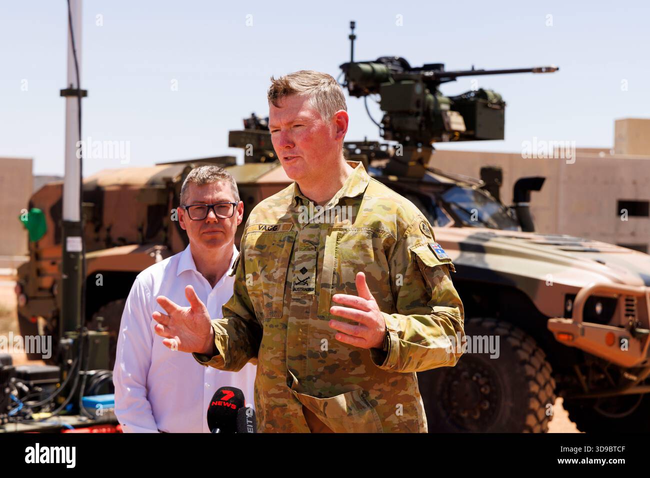Major General Richard Vagg and Minister for Defence Pat Conroy during a ...