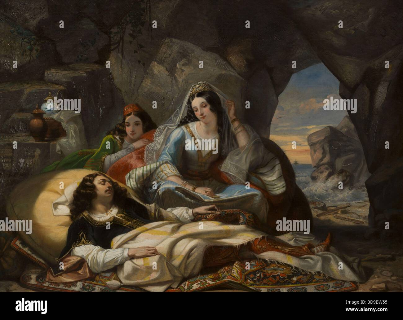 Don Juan and Haidee, by Marcel Saunier, Painter, 1839, first half of ...