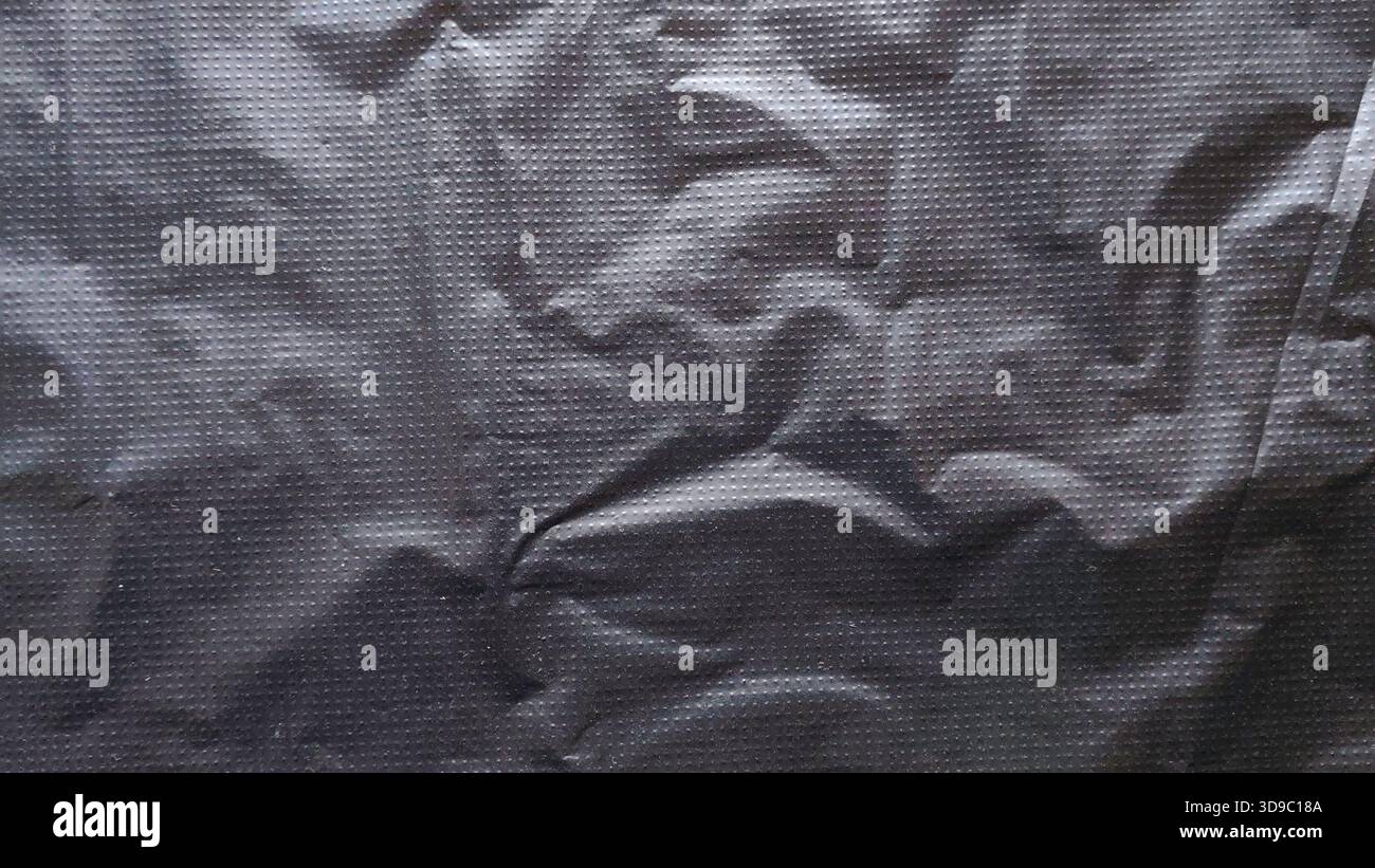Abstract Crumpled Black Plastic or Fabric Texture with Repeating Grid ...