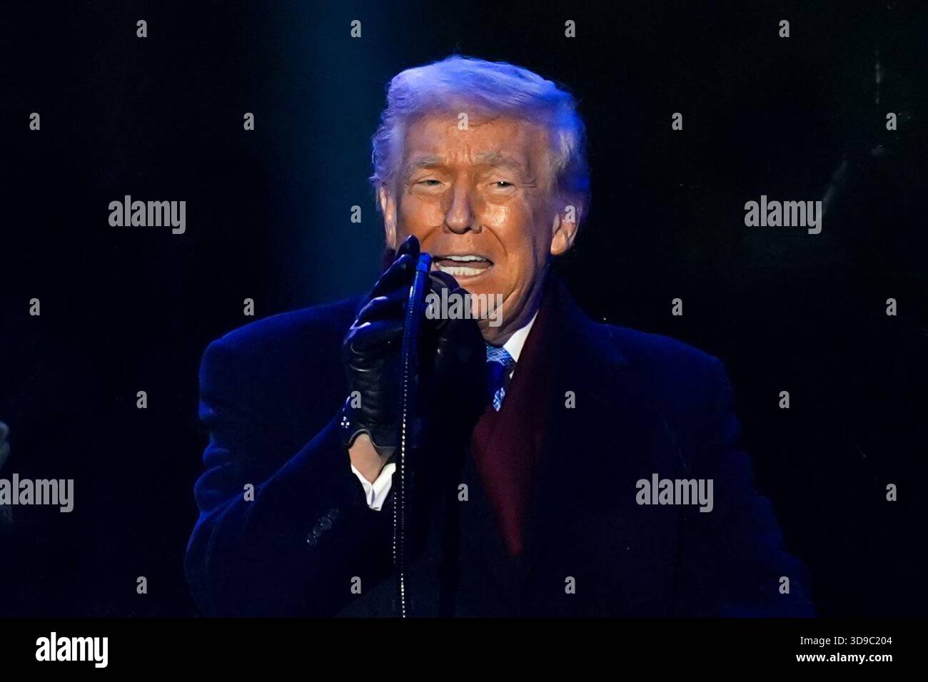 President Donald Trump speaks following the lighting of the National ...