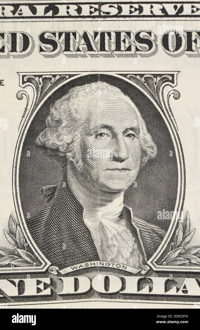 One dollar banknote - portrait of President George Washington Stock ...