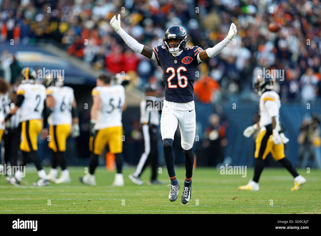 Chicago Bears cornerback Nahshon Wright (26) celebrates during the ...