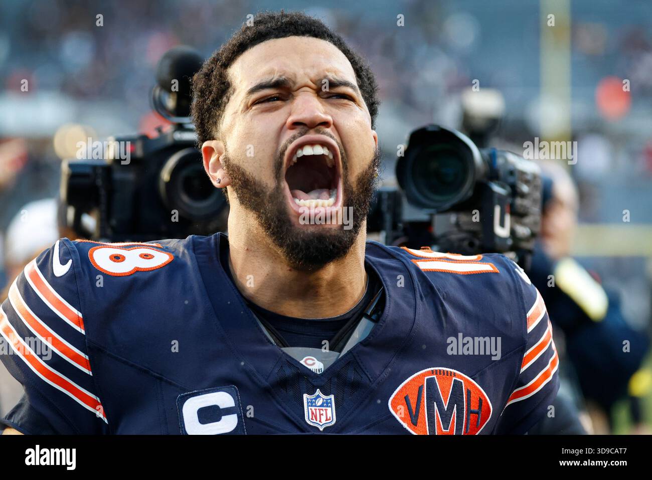 Chicago Bears quarterback Caleb Williams (18) celebrates after an NFL ...