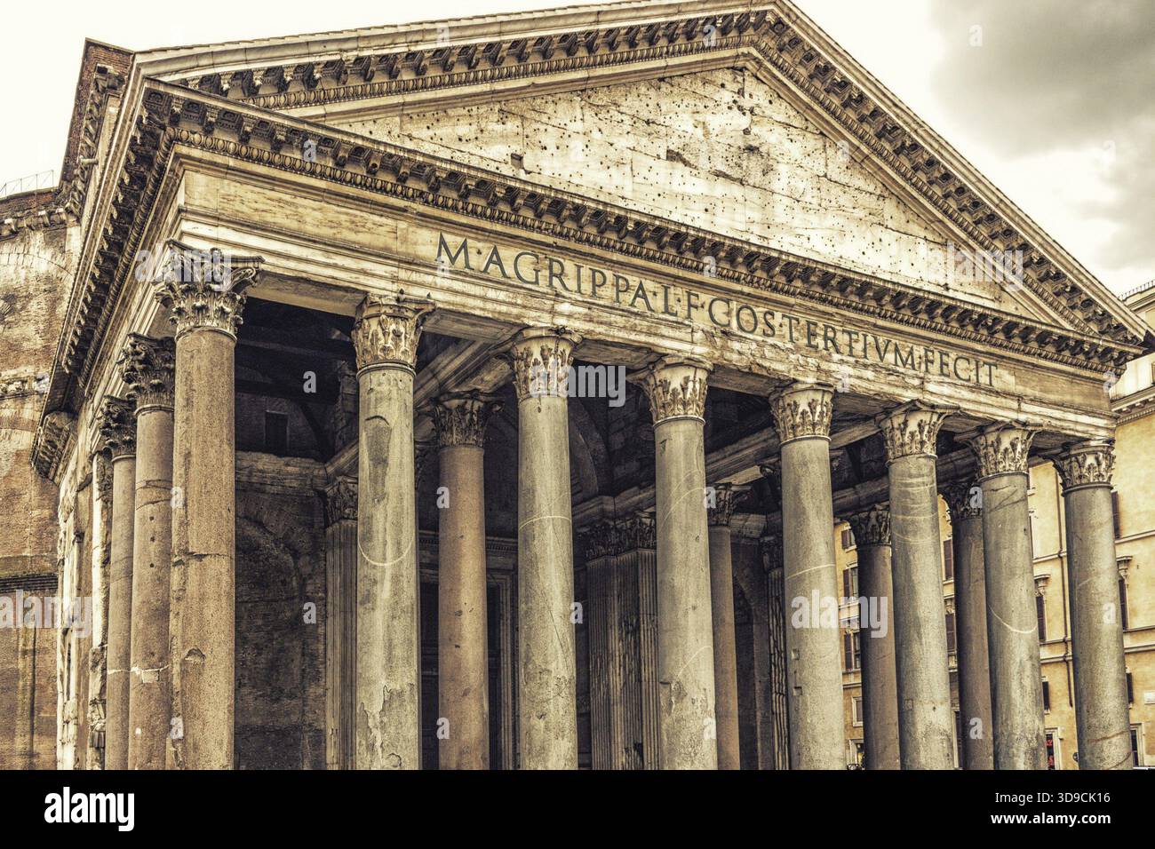 Facade, columns and architecture details of historical building in the ...