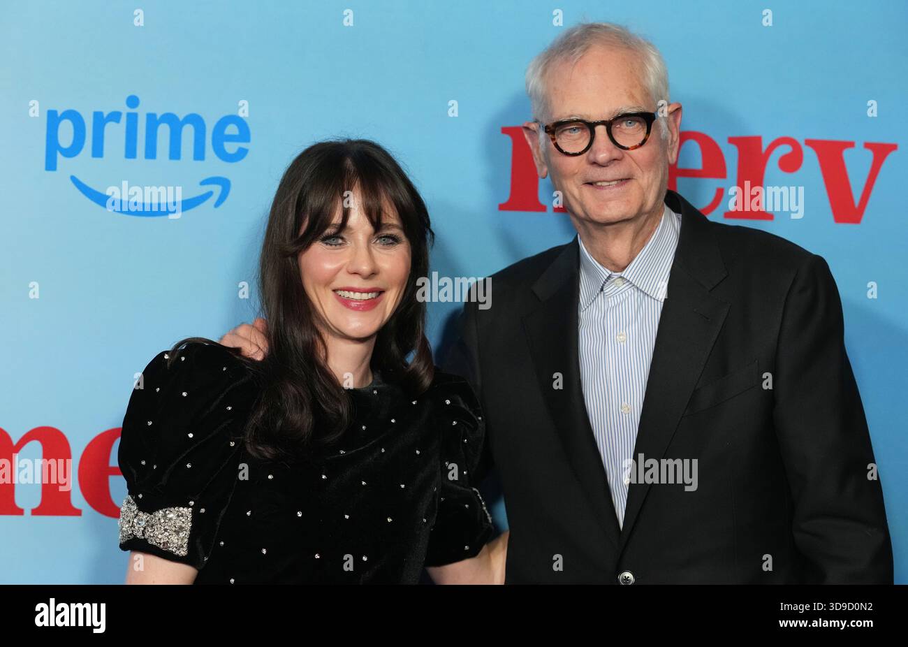 Zooey Deschanel, left, a cast member in "Merv," poses with her father ...