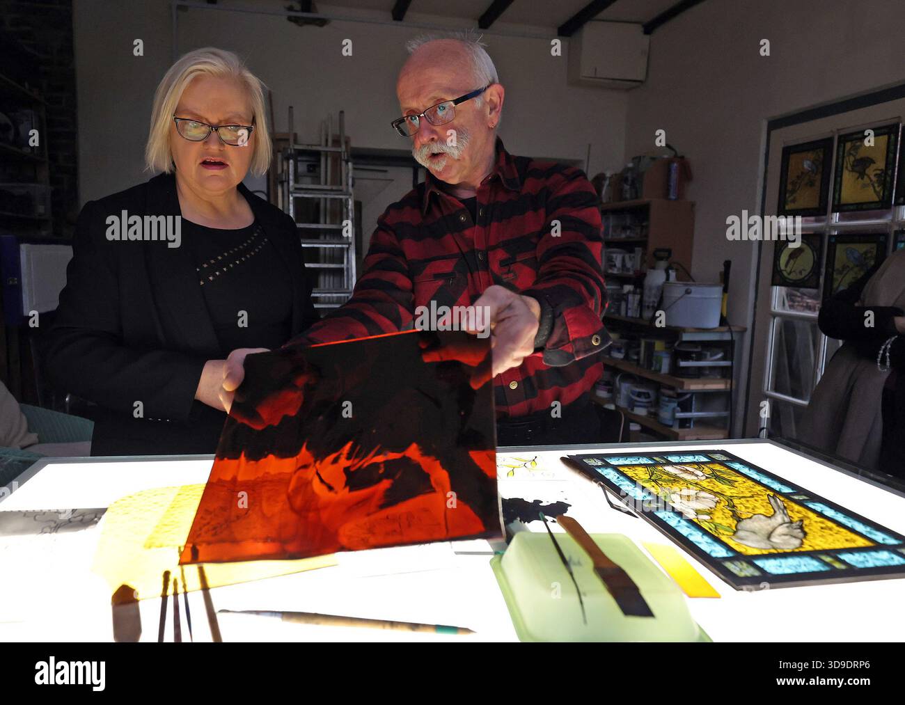 Baroness Fiona Twycross meets Phil Crook, a stained glass craftsman, at ...