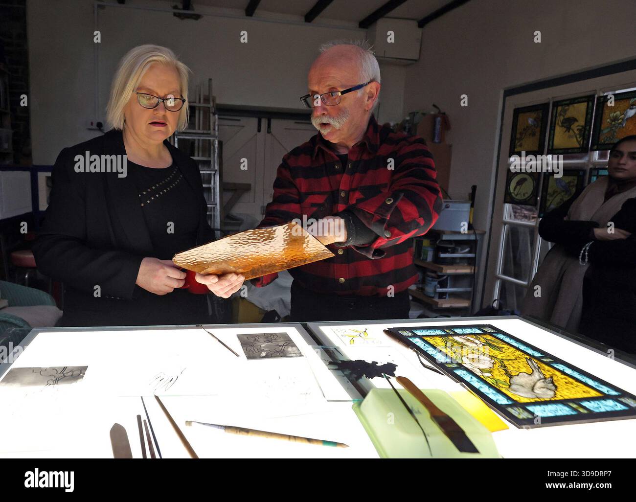 Baroness Fiona Twycross meets Phil Crook, a stained glass craftsman, at ...