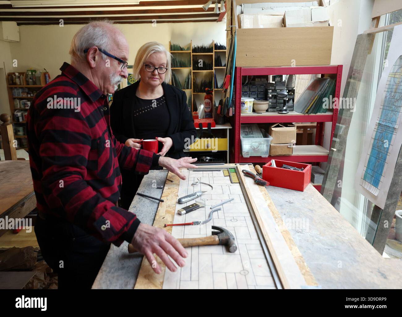 Baroness Fiona Twycross meets Phil Crook, a stained glass craftsman, at ...