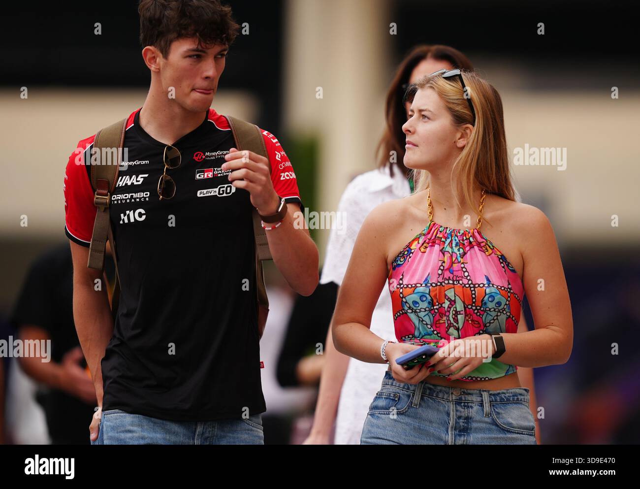 Haas' Oliver Bearman and girlfriend Alicia Torriani before free ...