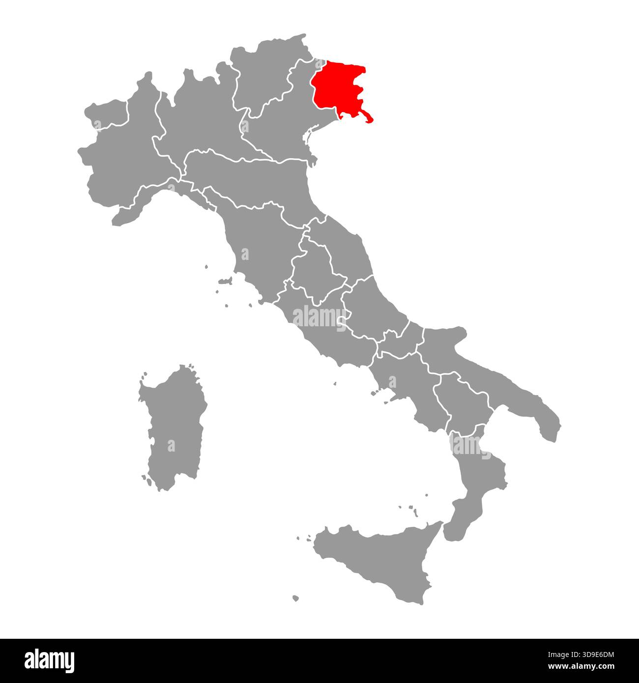 Italy map of Friuli Venezia Giulia symbol shape, travel web flat ...