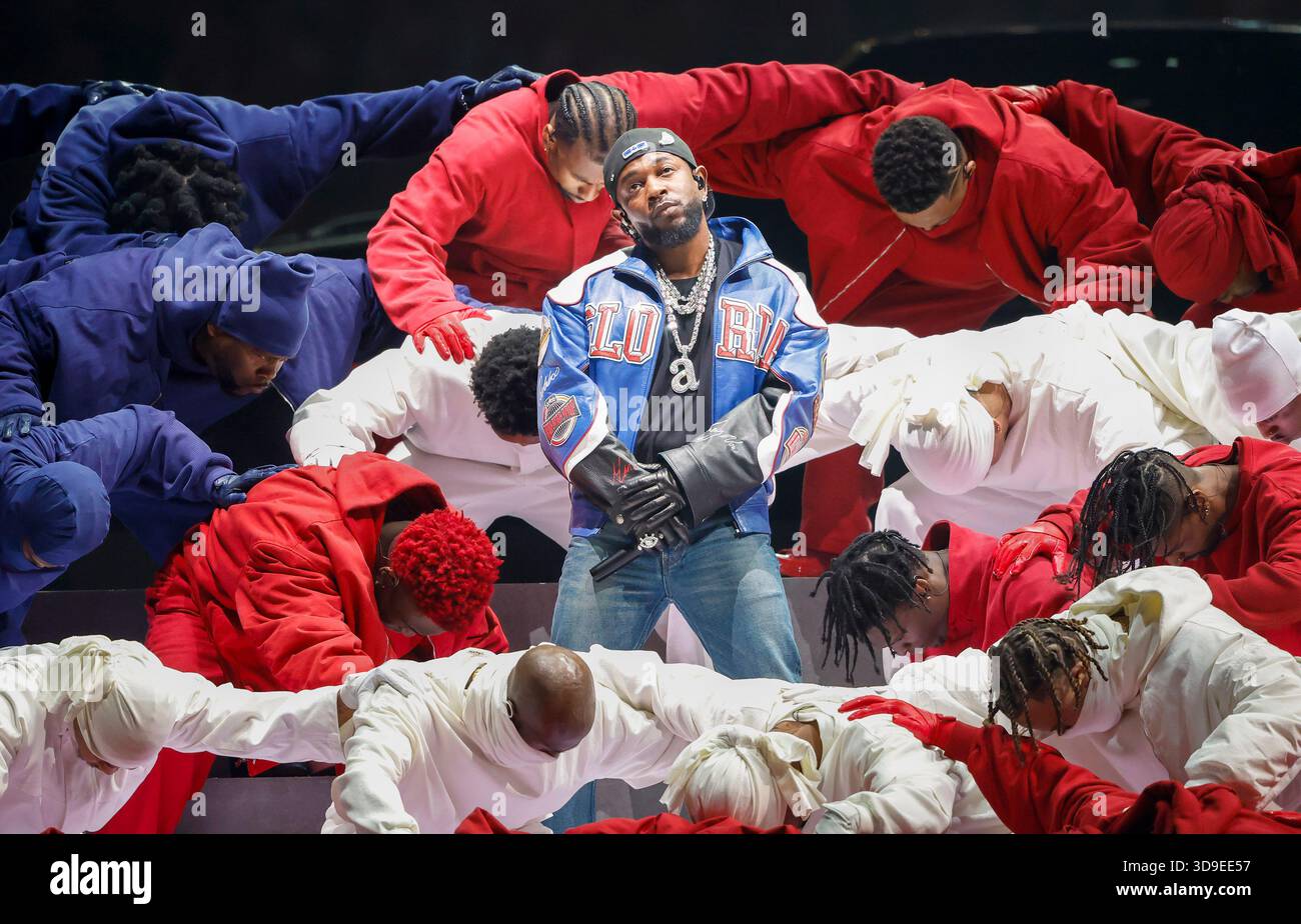 Grammy award winning rapper Kendrick Lamar headlines the Super Bowl LIX ...