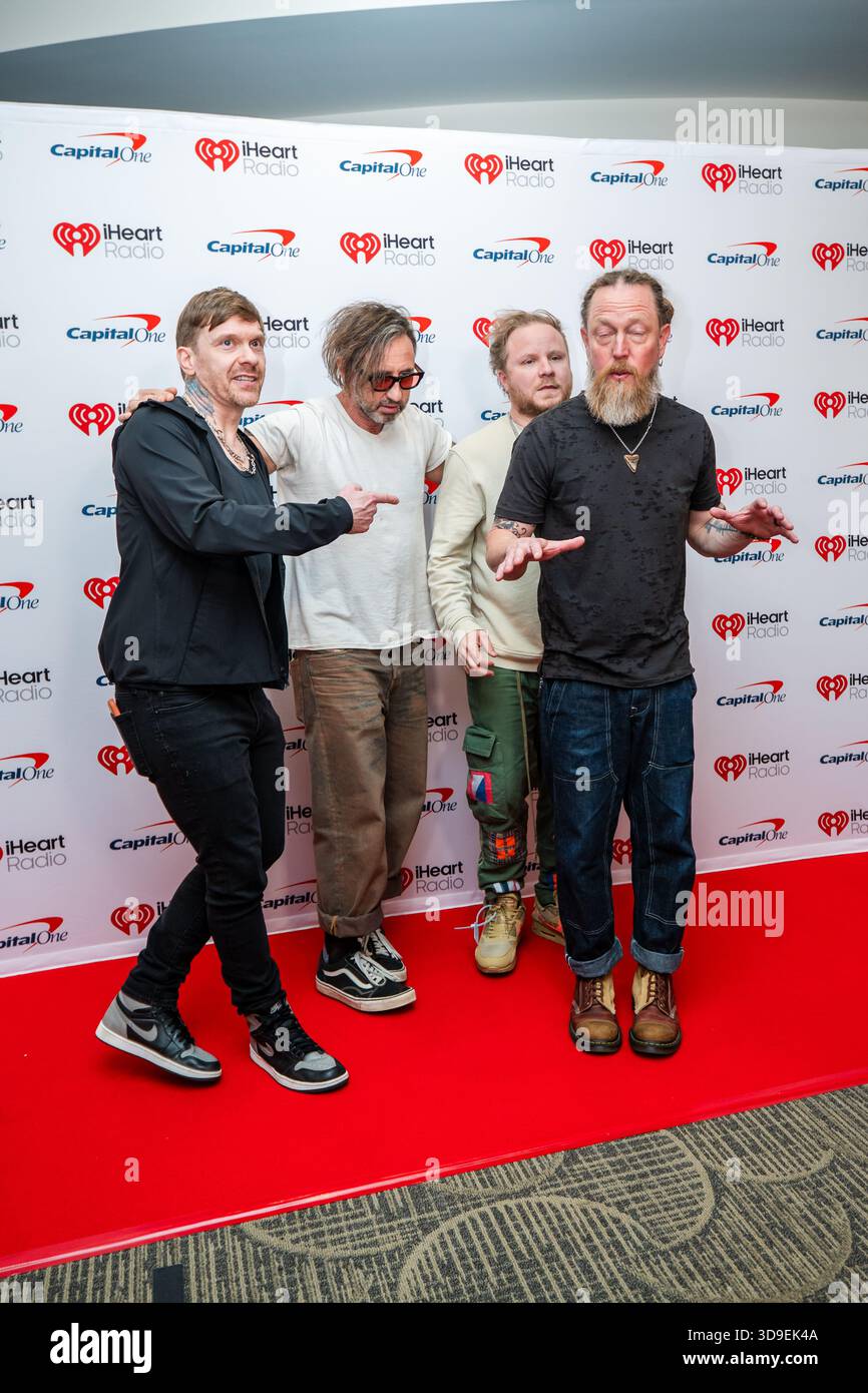 Brent Smith, Eric Bass, Zach Myers and Barry Kerch of Shinedown attend iHeartRadio 106.1 KISS FM ...