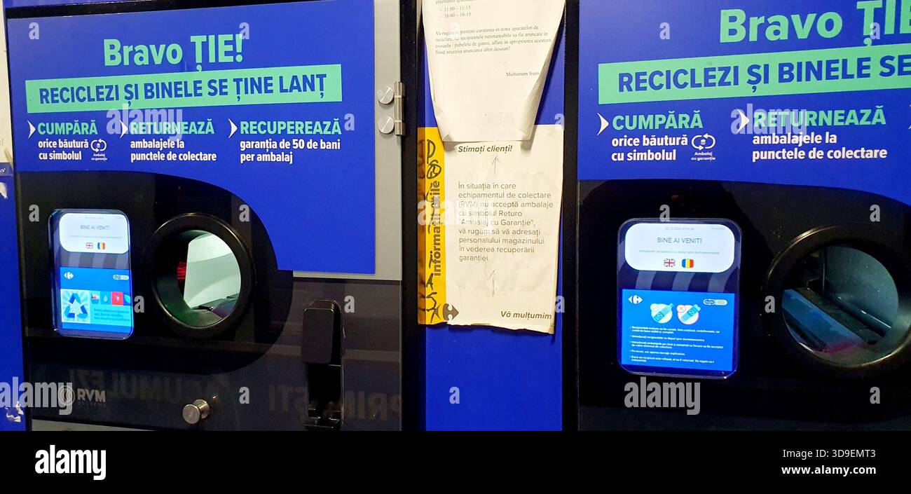 Automatic machine for recycle plastic bottles and cans, recycling PETs ...