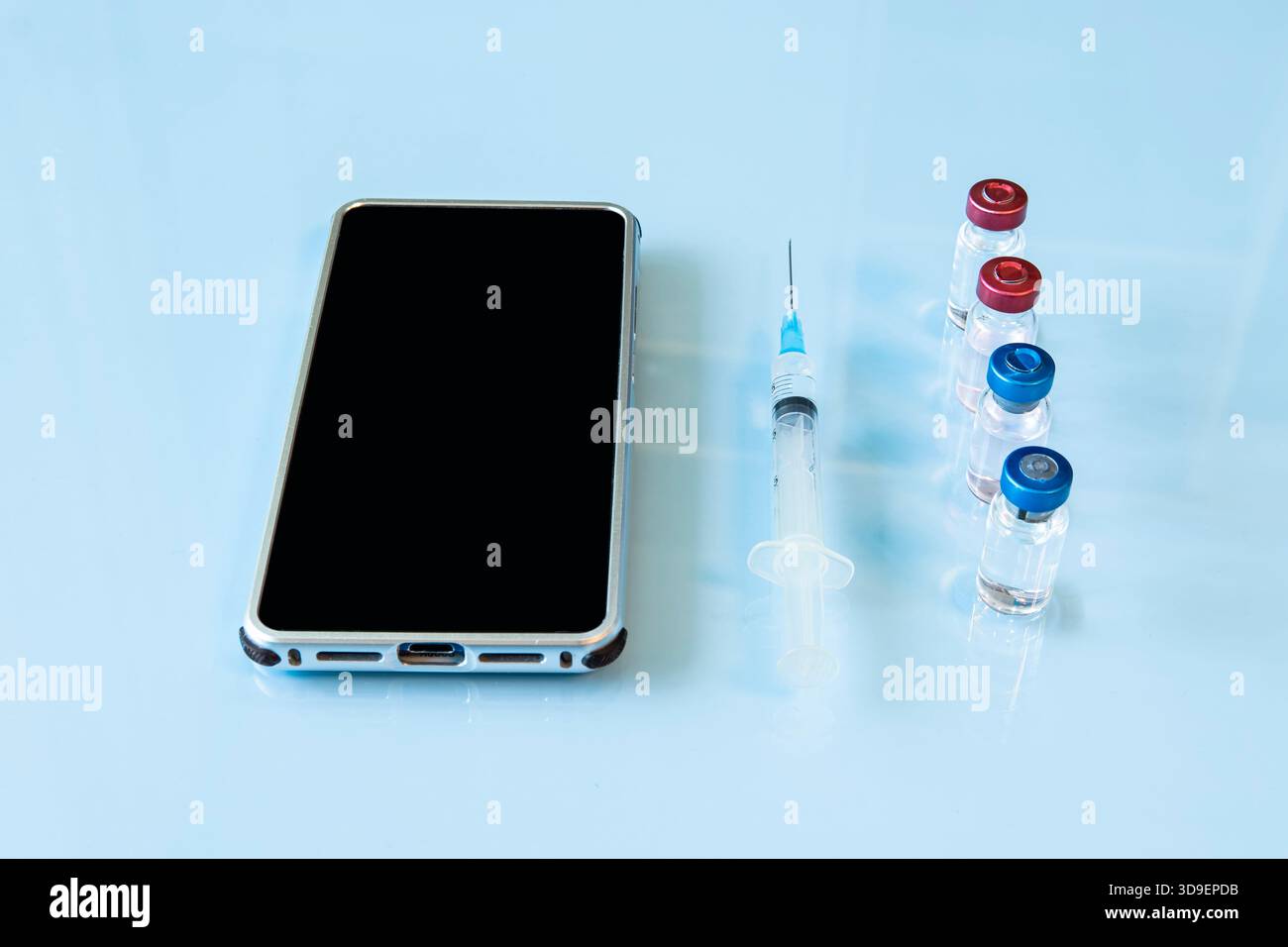 test tube for Covid-19 analyzing a syringe and test tubes with the ...