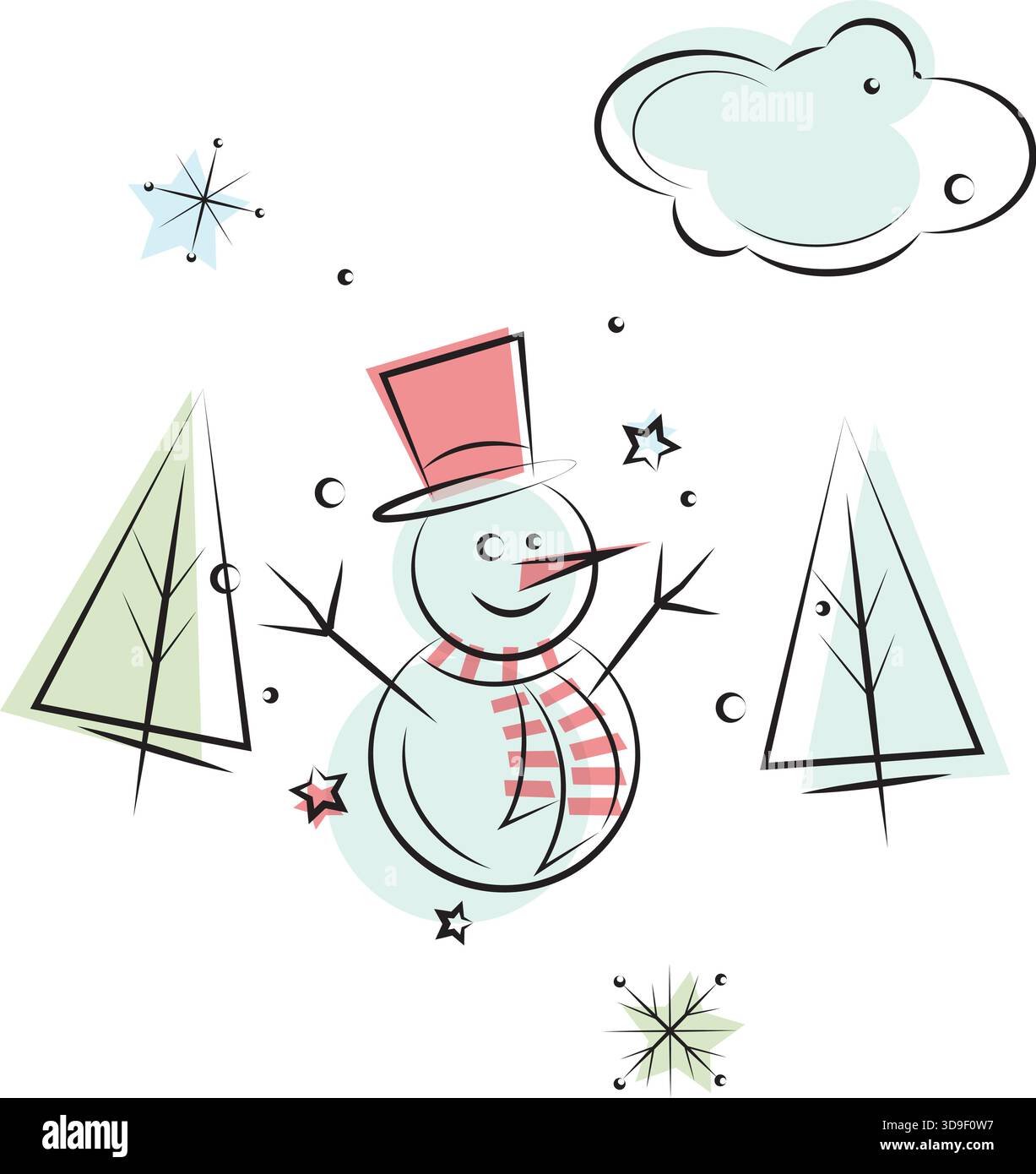 Cute doodle outline winter Stock Vector Images - Alamy