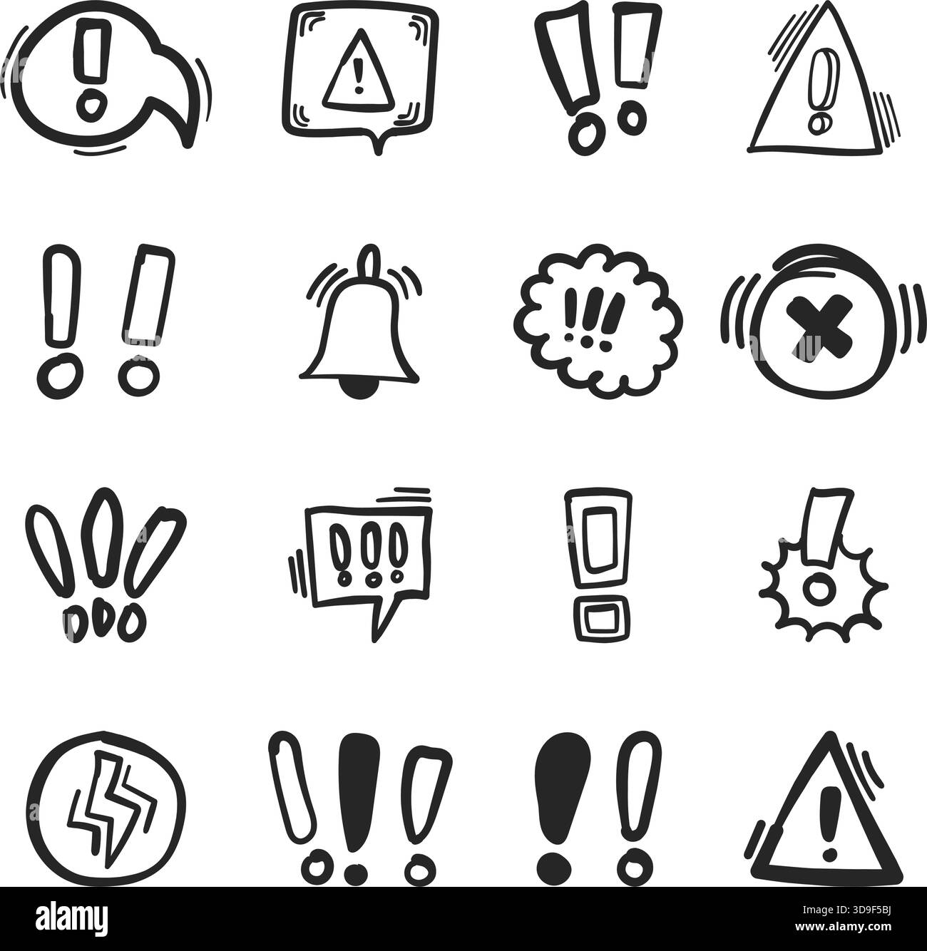 Caution alert icon doodle Cut Out Stock Images & Pictures - Alamy