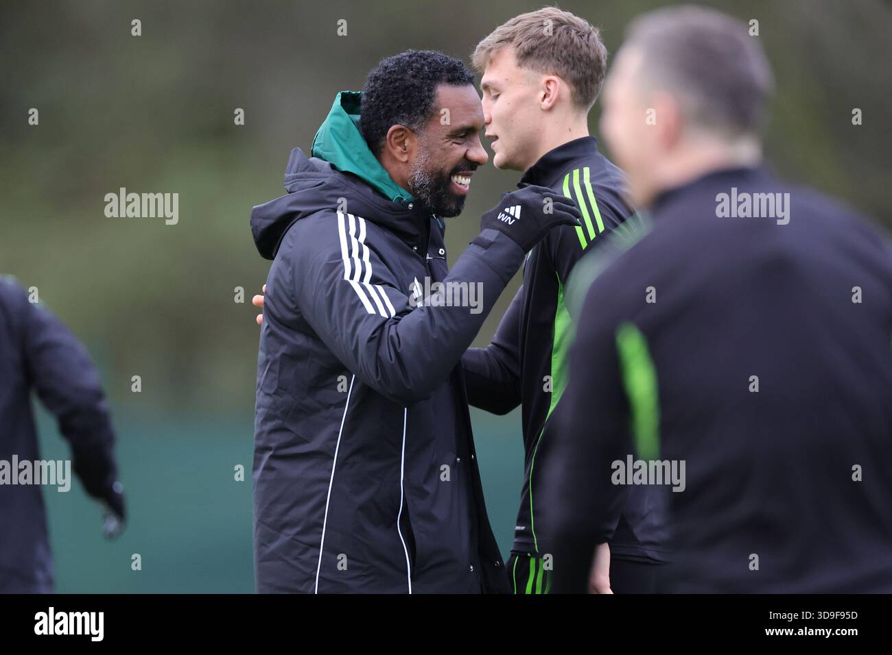 Celtic new manager Wilfried Nancy greets the players during a training ...