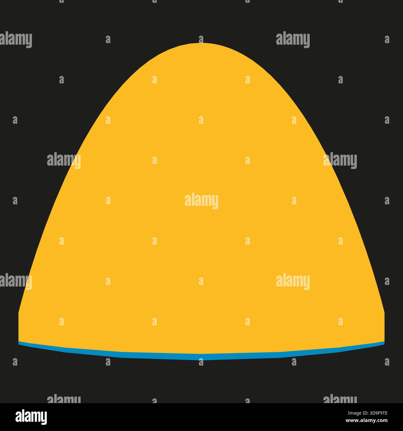 Yellow arch shape. Sunrise curve element. Simple horizon Vector. Dark ...