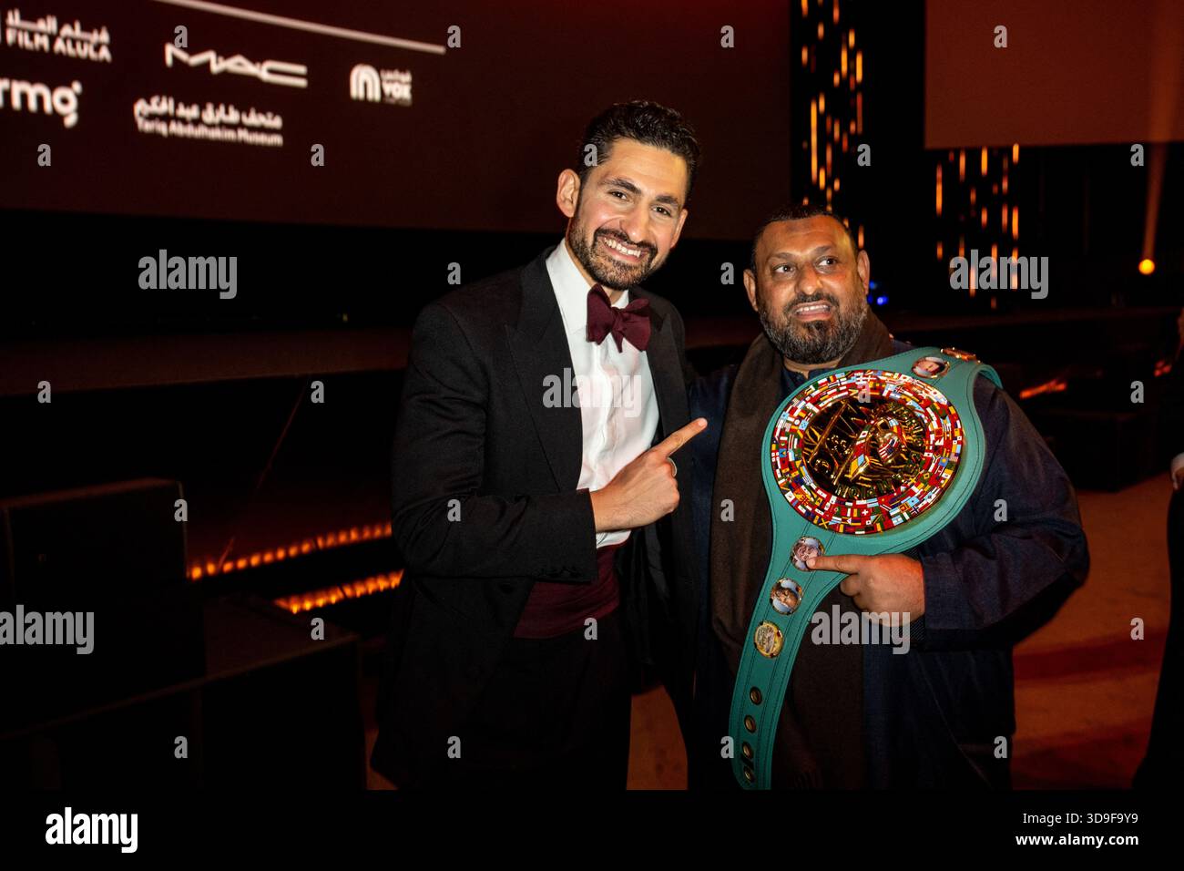 L-R : Actor Amir El-Masry and British former professional boxer Naseem Hamed pose after ...
