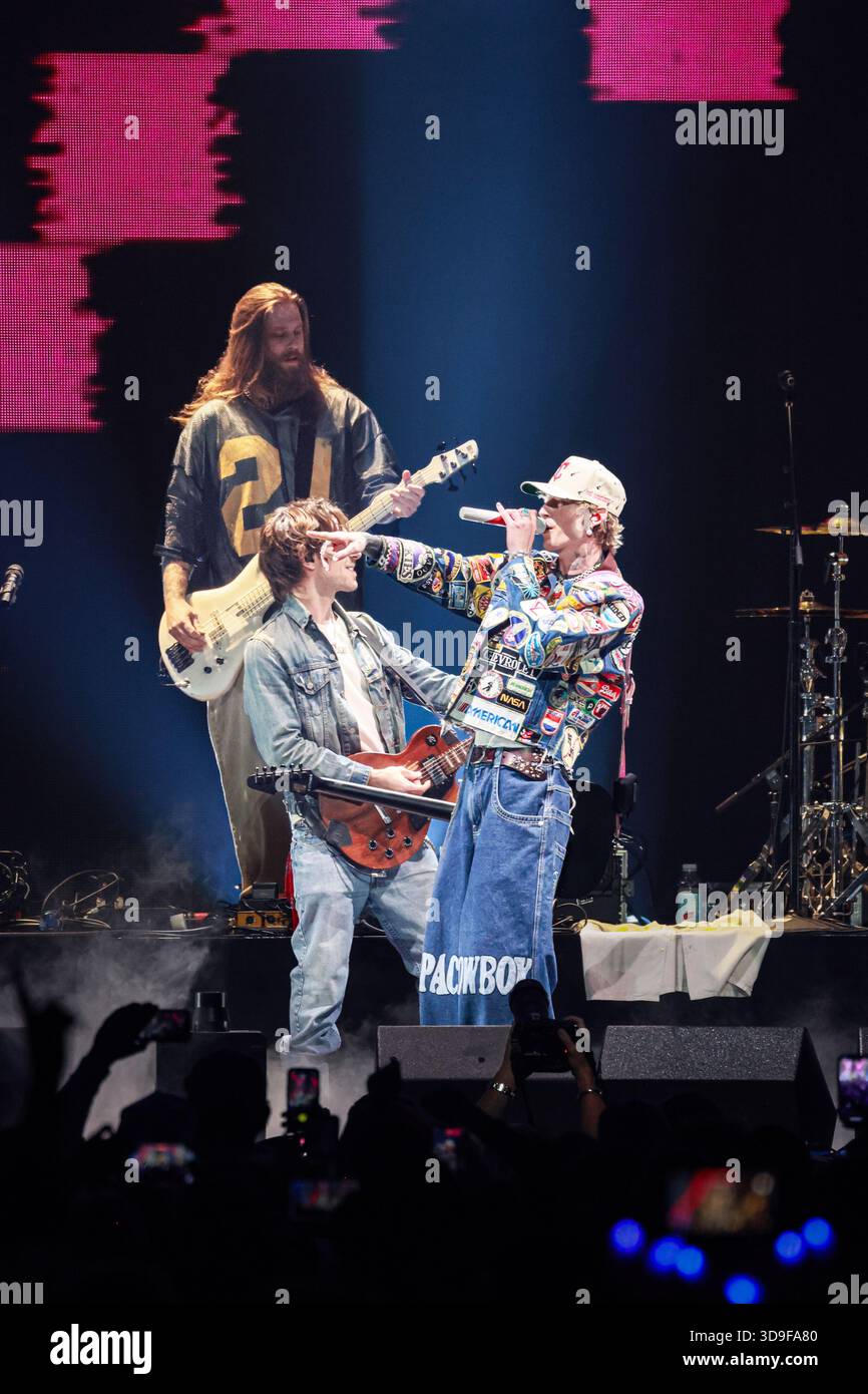 Colson Baker, known as MGK performs during iHeartRadio 106.1 KISS FM's ...
