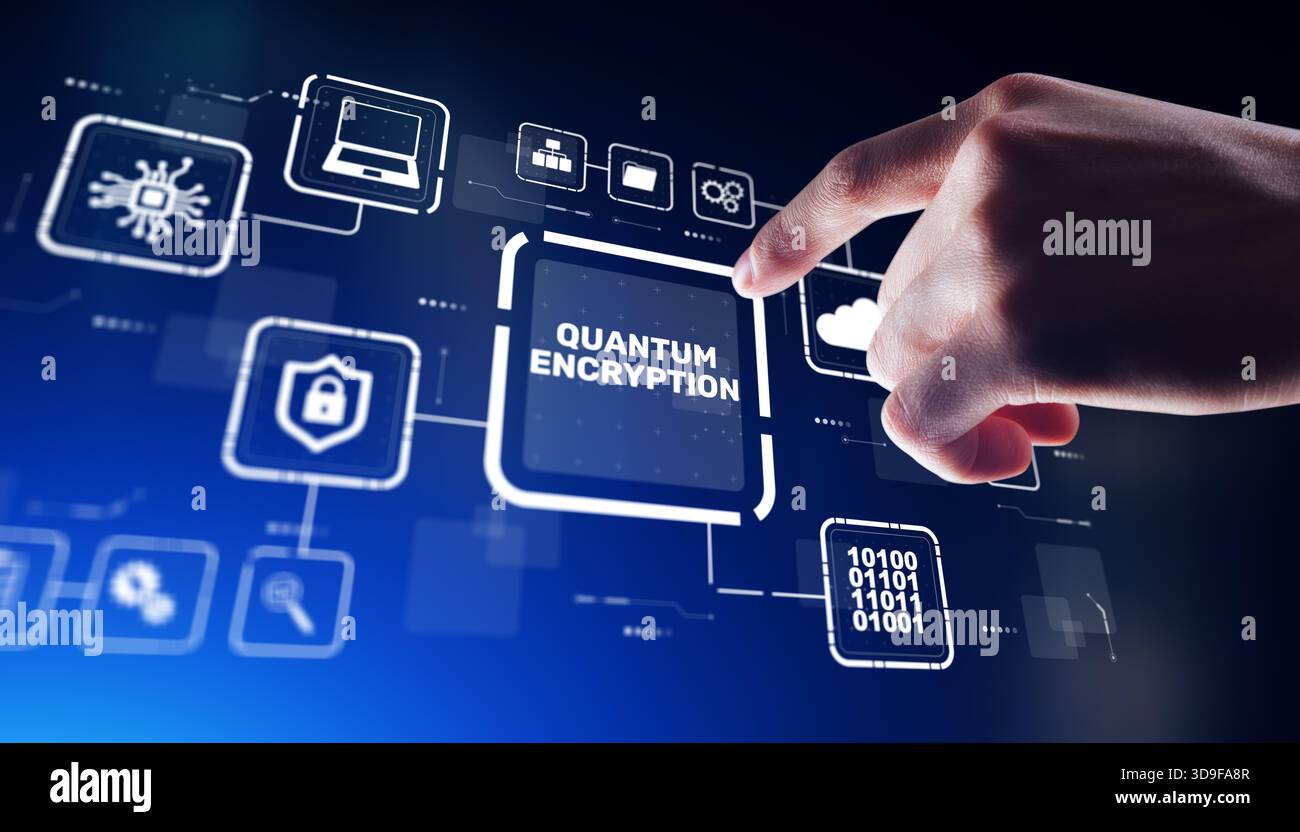 Advanced quantum encryption technology protecting digital data with ...