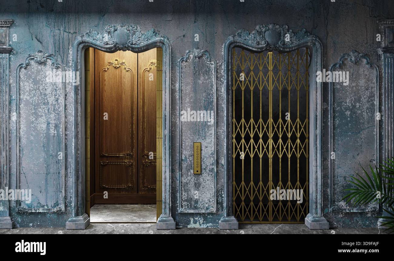 Old fashioned elevator hi-res stock photography and images - Alamy