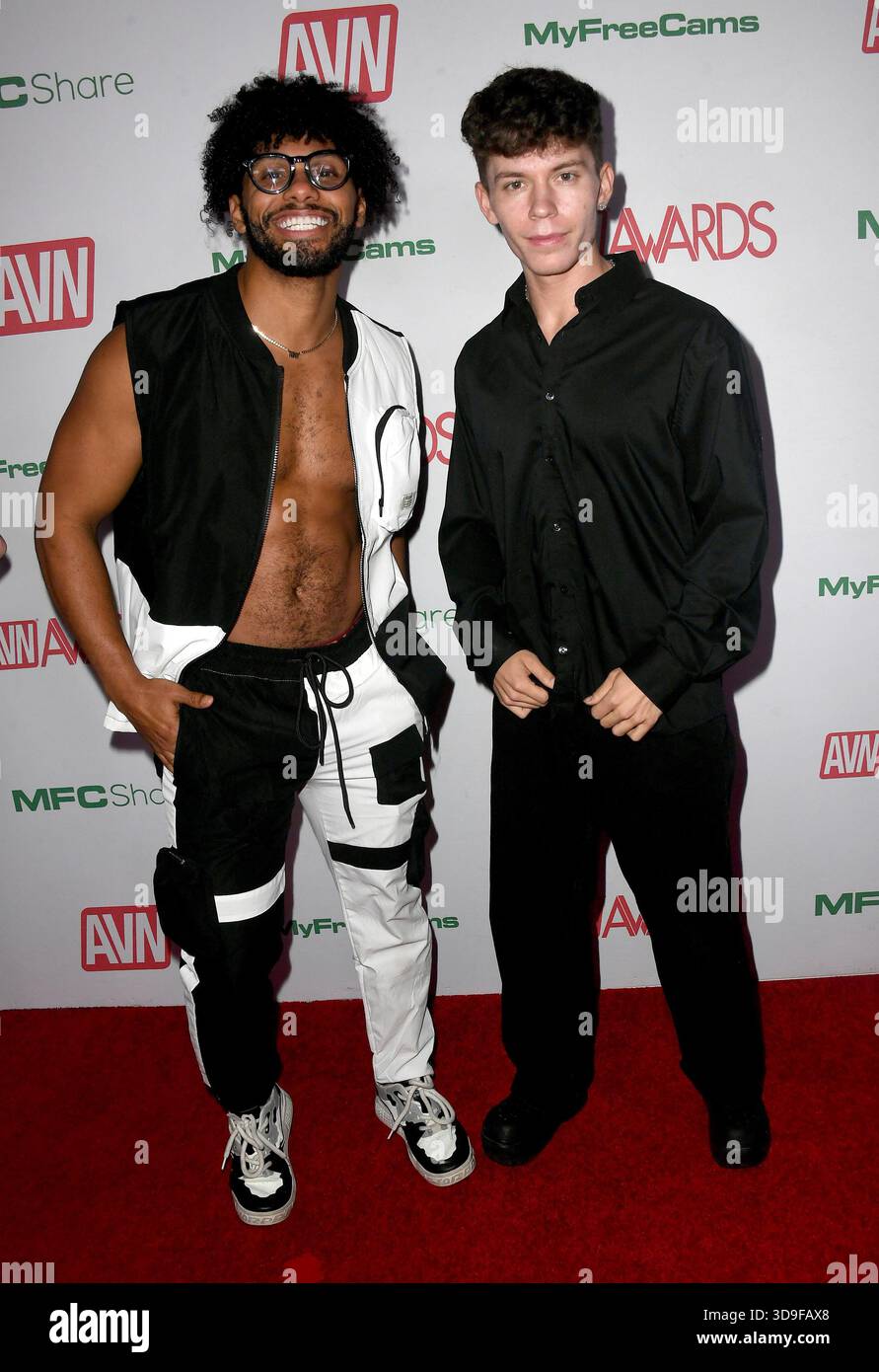 Adult Film Actors Tony Genius and Drake Von attend the 2026 AVN ...
