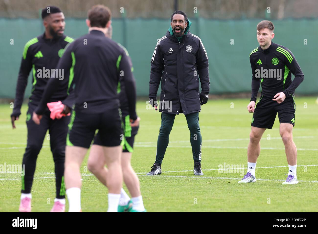 Celtic manager Wilfried Nancy (centre) during a training session at ...