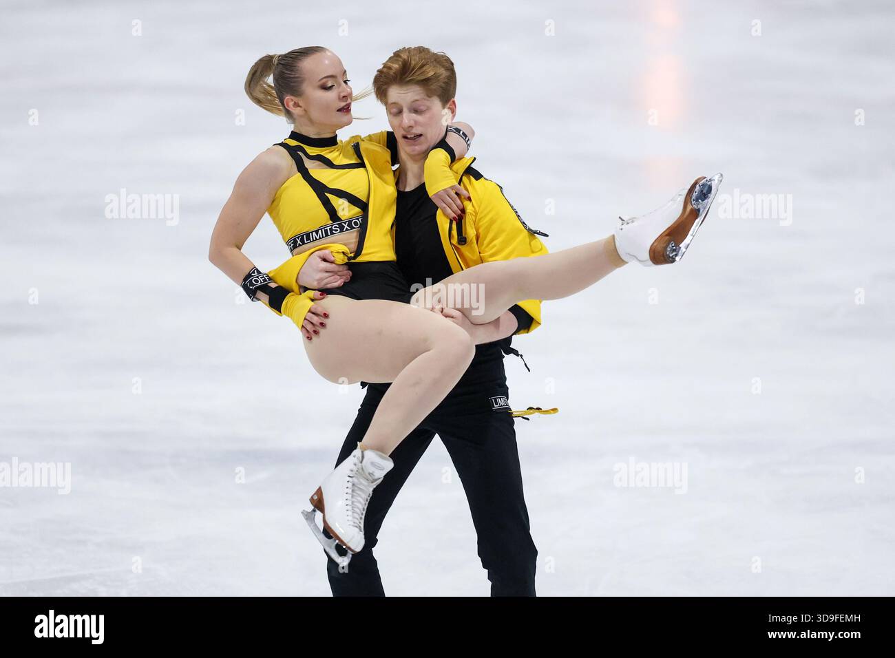 Olexandra Borysova and Aaron Freemanof Poland competes in the Ice Dance ...