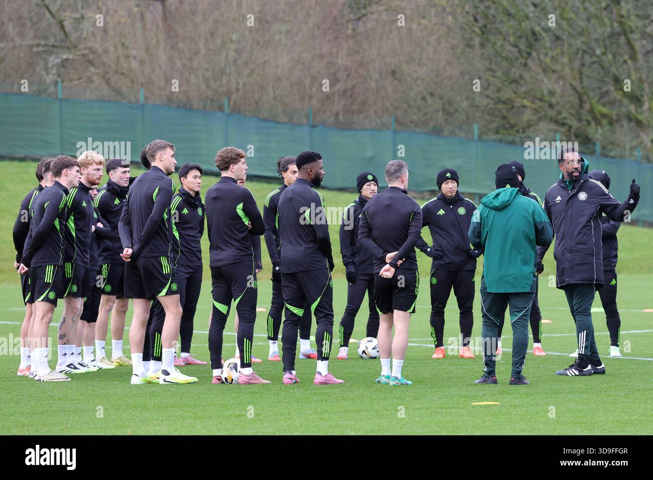 Celtic manager Wilfried Nancy (right) instructs the players during a ...