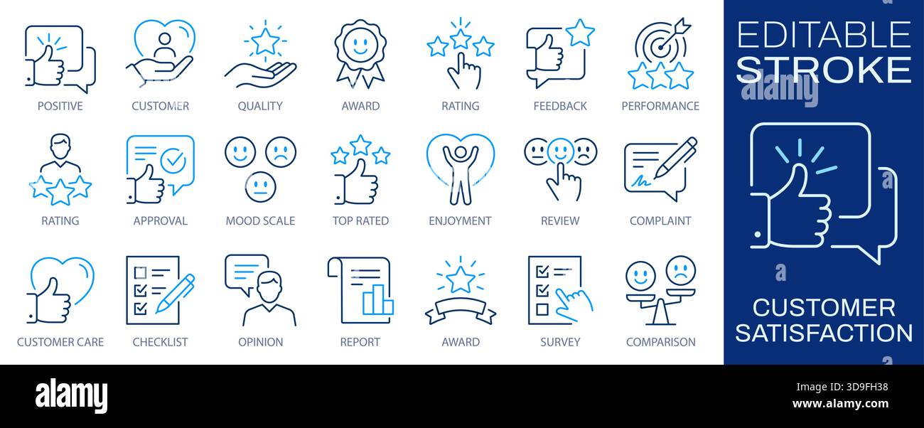 Customer satisfaction line icons set, feedback concept. Rating ...