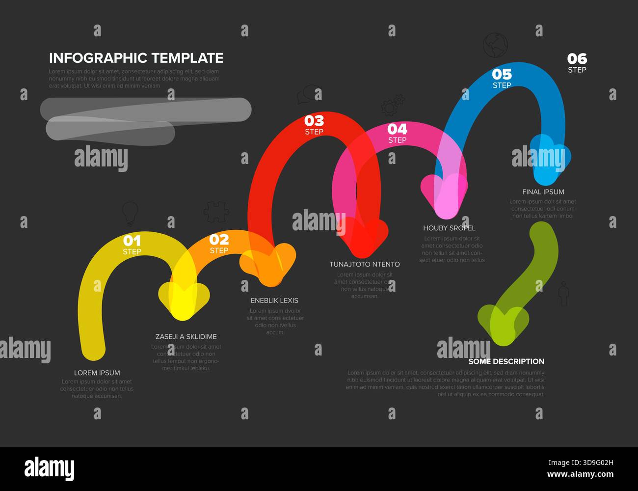 A vibrant infographic template showcases a multi-step process using ...