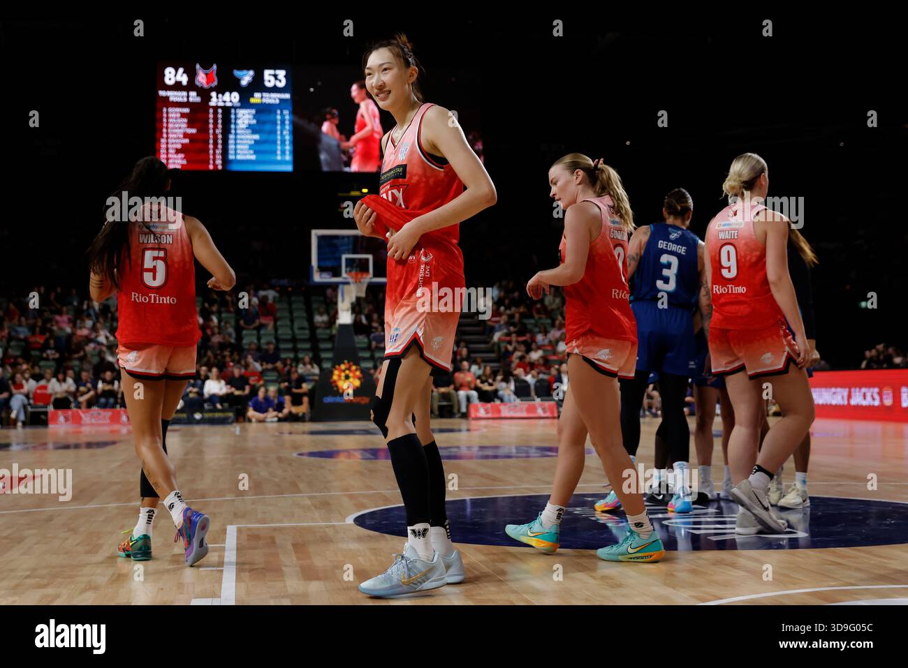 Han Xu of the Lynx is seen during the WNBL Round 8 match between the ...